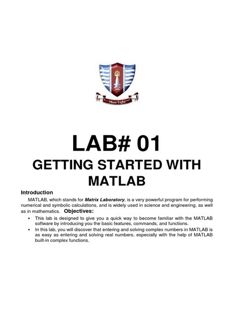 lab 1 matlab pdf matlab complex number