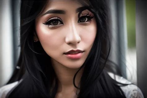 Dopamine Girl Beautiful Woman With Long Black Hair Dark Eyes
