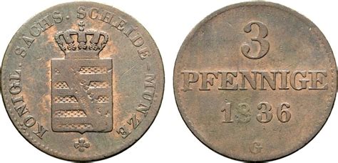 Sachsen Albertinische Linie Cu Pfennig G Friedrich August Ii