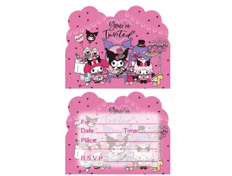 Buy Towei 20 Pcs Kuromi And My Melody Birthday Invitation Cards Kuromi