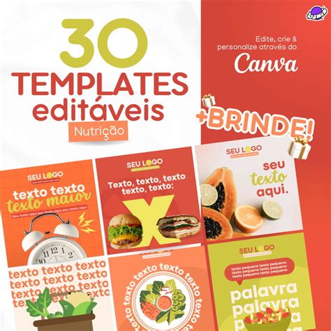 Pack 30 Templates Editáveis no Canva nutrição Elo7