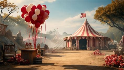 Una Carpa De Circo Con Globos Alrededor Foto Premium