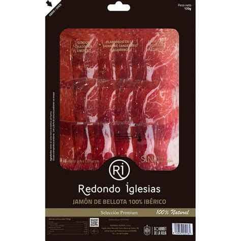 Comprar Jamón de bellota 100 ibérico en lonchas envase 120 g REDONDO