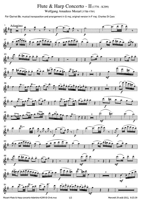 Flute And Harp Concerto In C Major K C Mozart Wolfgang