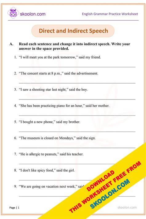 Direct And Indirect Speech Skoolon