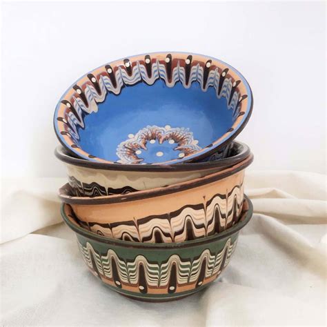 Set Of Four Colourful Ceramic Soup Bowls By The Tottem Artisan