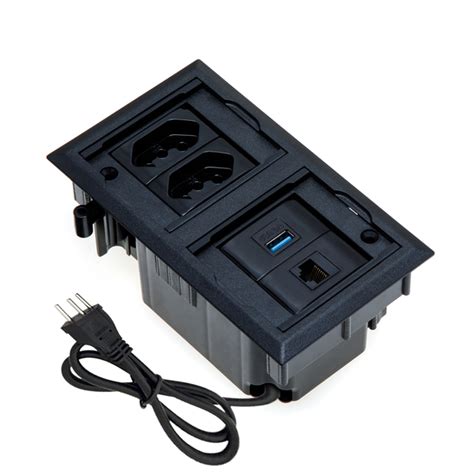 Caixa De Tomada Embutir 2 Tomadas 20a 1 Usb Dados 1 Rj 45 Leroy Merlin