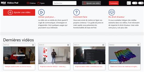 La nouvelle plateforme pédagogique Vidéos Pod Innovations