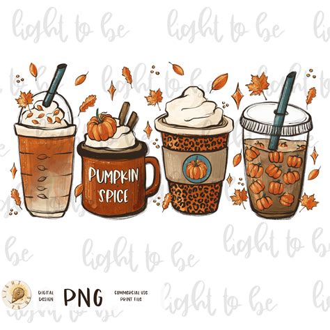 Pumpkin Spice PNG Latte Fall PSL Leaves Coffee Thanksgiving Cozy