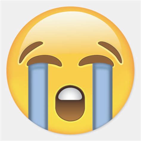 Loudly Crying Face Emoji Classic Round Sticker Zazzleca
