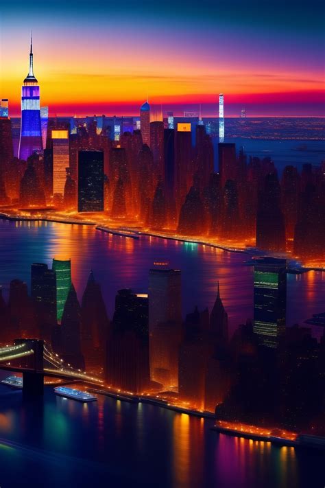Lexica New York City A Cityscape At Night Made Of Sapphires
