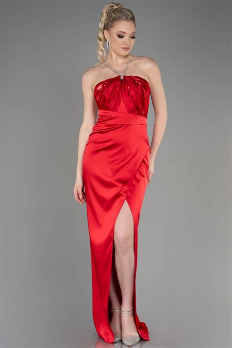 Long Red Satin Prom Gown Abu Abiyefon