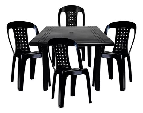 Kit Mesa Desmontável Quadrada Preta 4 Cadeiras Bistrô Frete grátis