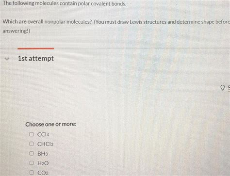 Solved The Following Molecules Contain Polar Covalent Bonds Chegg