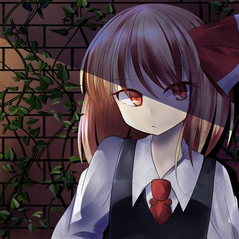 Safebooru 1girl Blonde Hair Brick Wall Expressionless Hair Ribbon Red Eyes Ribbon Rumia Shirt
