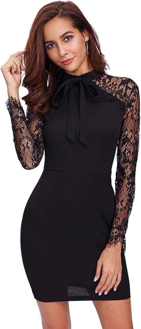 DIDK Damen Spitzenkleid Minikleid Cocktailkleid Etuikleid Party