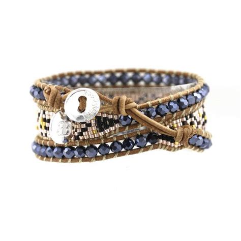 Handmade Wrap Bracelet With Miyuki Seed Beads And Navy Crystals
