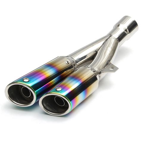 38mm 51mm Muffler Exhaust Tail Pipe Double Twin Tip Steel Motorcycle