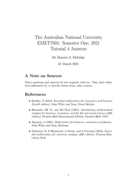 emet7001 tutorial 4 answers the australian national university emet7001 semester one 2021