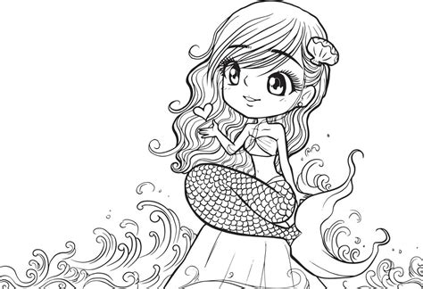 página para colorear niña kawaii anime lindo dibujos animados