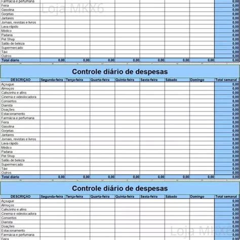 Planilha Controle Financeiro Gastos Mensal E Diário Parcelamento sem