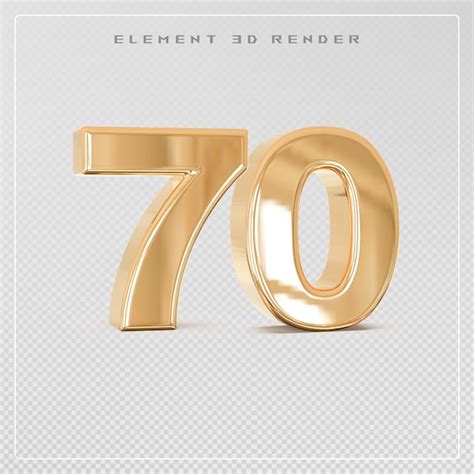 Premium PSD 70 Number Golden 3d Render