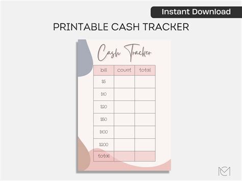Cash Envelope Tracker Printable Savings Challenge Printable Budget