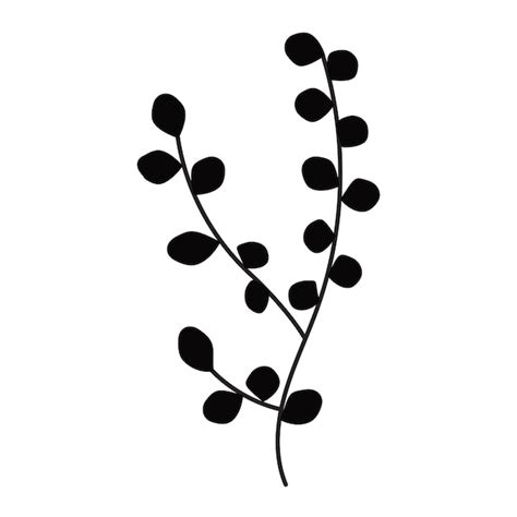 Silueta De Decorativo Ramitas De Plantas Con Hojas Aislado En