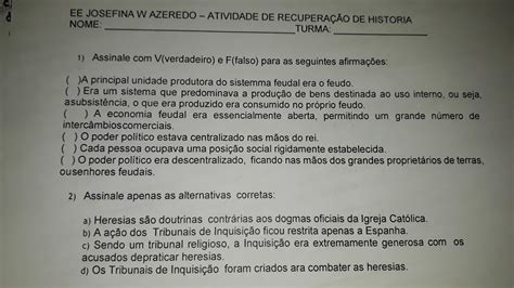 Assinale V verdadeiro e F falso para as seguintes afirmações