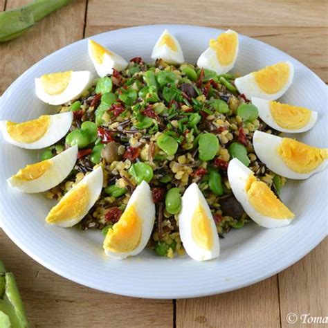 Salade de riz sauvage lentilles corail et fèves Tomate sans Graines