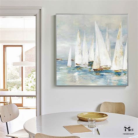 Sailboats Painting On Canvas Original Art Large Sailboat Party Etsy