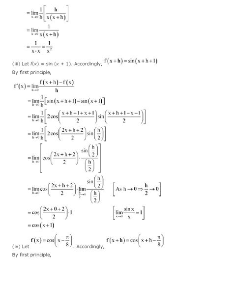 limits and derivatives class 11 mathematics ncert solutions