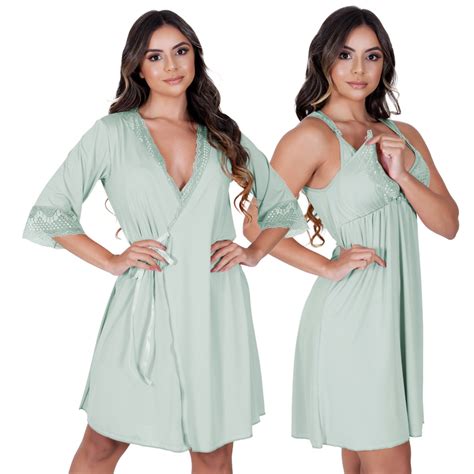 Kit Camisola De Amamenta O Robe Gestante Maternidade P S Parto