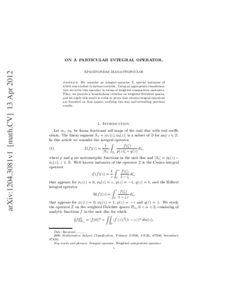 pdf on convexity of certain integral operator deborah makinde
