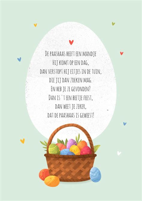Paashaas Paaskaart Bloemen Lente Hartjes Kaartje2go