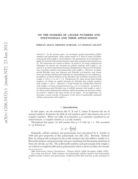 pdf on the families of q euler numbers and polynomials and their applications