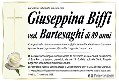 Biffi Giuseppina Necrologio INTORNO TIRANO