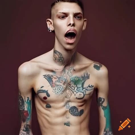 Photorealistic Image Of A Skinny Punk Male With Tattoos On Craiyon