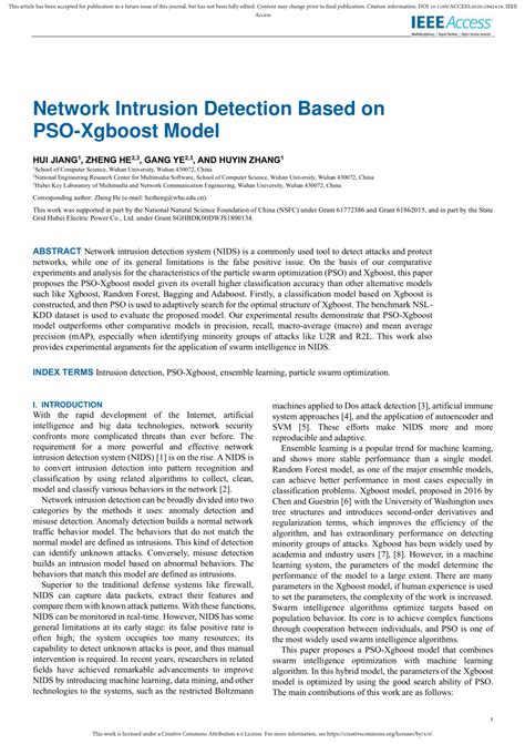 pdf network intrusion detection based on pso xgboost model