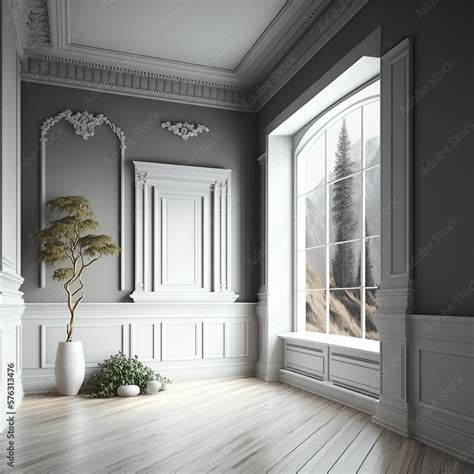 Classical Empty Room Interior D Render The Rooms Have Wooden Floors