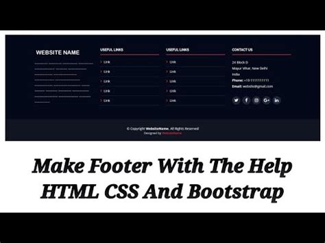 Make Footer With The Help HTML CSS And Bootstrap Font Awesome YouTube
