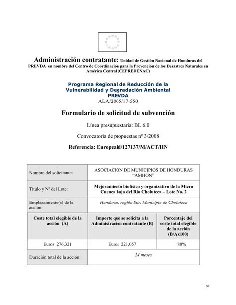 PDF Formulario de solicitud de subvención PDFSLIDE NET
