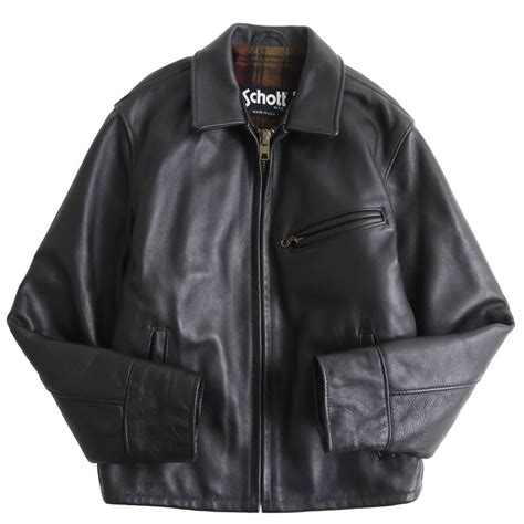 Yahoo オークション 美品 Schott ショット 681 裏地チェック柄 ブラ