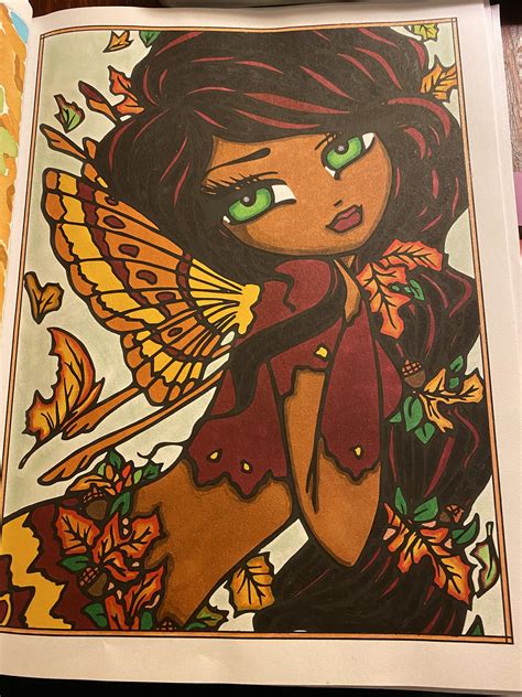Autumn Girl From Hannah Lynn Enchanted Faces R Coloringtherapy