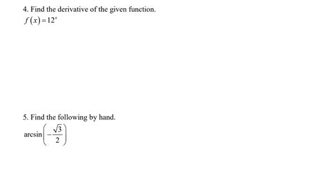 solved 4 find the derivative of the given function f