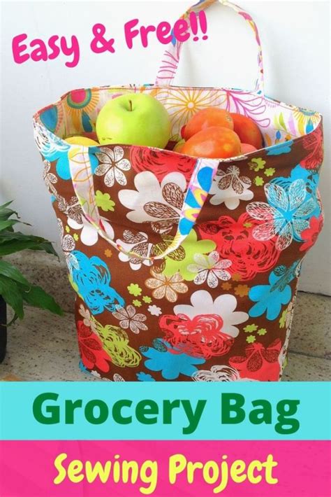 Easy Reusable Reversible Grocery Bag In Grocery Bag Pattern