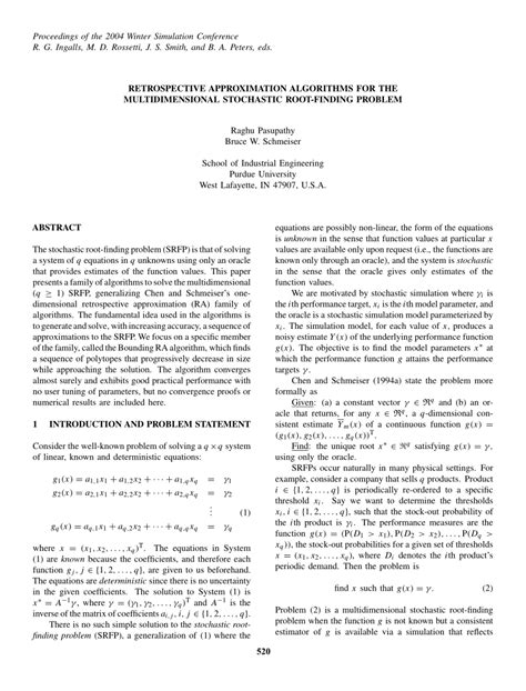pdf retrospective approximation algorithms for the multidimensional stochastic root finding