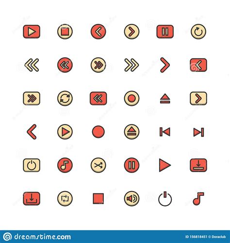 Conjunto De Iconos De Esquema Rellenado Por Medios Ilustración del