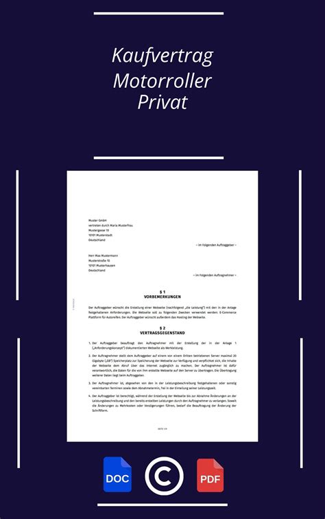 Muster Kaufvertrag Motorroller Privat Word Pdf