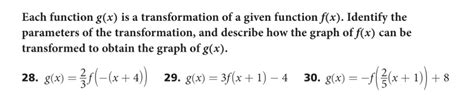 solved each function g x is a transformation of a given
